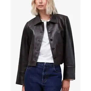 RO&ZO Collared Regular-fit Leather Jacket