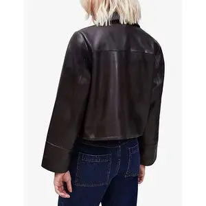 RO&ZO Collared Regular-fit Leather Jacket