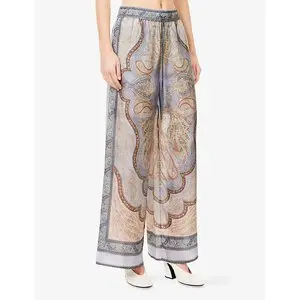 Zimmermann Relaxed-fit Silk Trousers - Tapestry Blue Multi