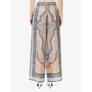 Zimmermann Relaxed-fit Silk Trousers - Tapestry Blue Multi