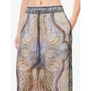 Zimmermann Relaxed-fit Silk Trousers - Tapestry Blue Multi
