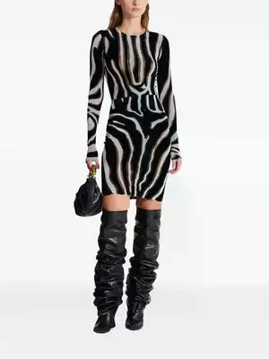 Balmain Zebra-print Velvet Mini Skirt