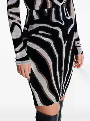 Balmain Zebra-print Velvet Mini Skirt