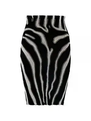 Balmain Zebra-print Velvet Mini Skirt - Black