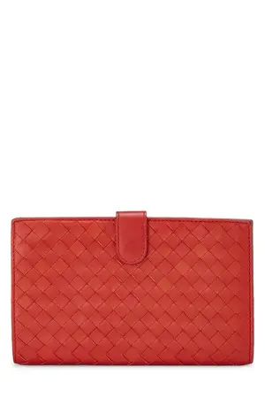 Bottega Veneta Intrecciato Compact Zip Wallet - Orange