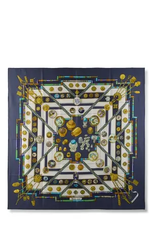 Hermès Grey & Multicolor 'petite Main' Silk Scarf 90 Grey