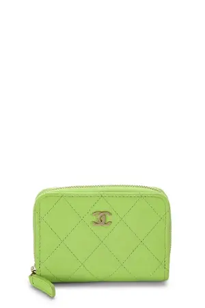 Chanel Caviar Zip Around Coin Purse - Green