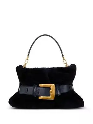 Balmain Medium Anthem Shearling Shoulder Bag - Blue