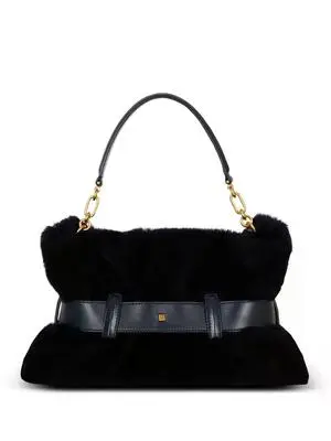 Balmain Medium Anthem Shearling Shoulder Bag - Blue