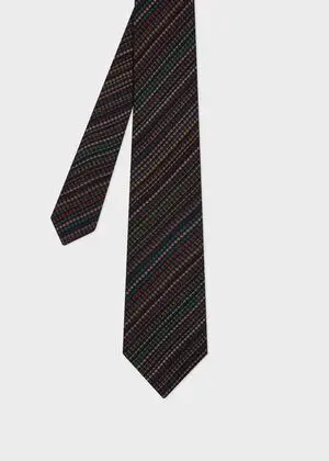 Paul Smith Signature Stripe Houndstooth Silk-blend Tie - Multicolour
