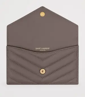 Saint Laurent Leather Cassandre Fragments Flap Card Holder