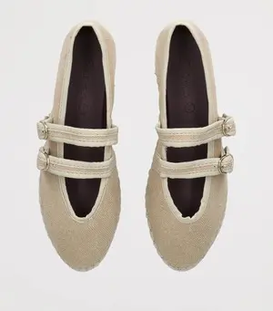 FLABELUS Linen-blend Claire Mary Janes