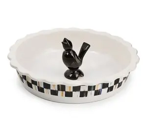 MACKENZIE-CHILDS Check Everyday Pie Plate With Pie Bird - One-color