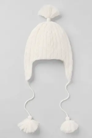 Alo Yoga Cable Knit Earflap Beanie - Ivory