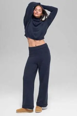 Alo Yoga Wool Cashmere Wide Leg Pants - Navy