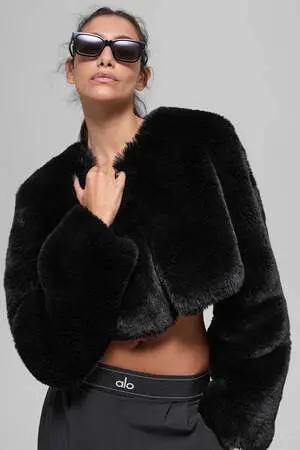 Alo Yoga Faux Fur Cropped Jacket - Winter Frost | Editorialist