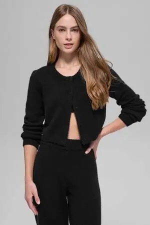 Alo Yoga Wool Cashmere Cropped Cardigan Top - Black