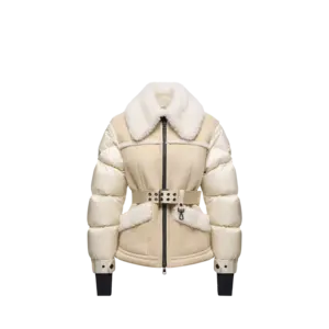 Moncler Alvernia Belted Shearling Down Jacket