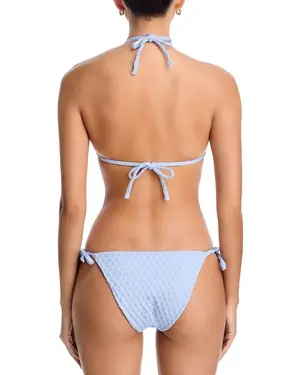 Aqua Textured Side Tie Bikini Bottom