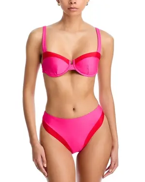 Aqua Color Blocked Bikini Bottom