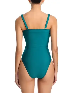 Aqua Lace-up One Piece Swimsuit