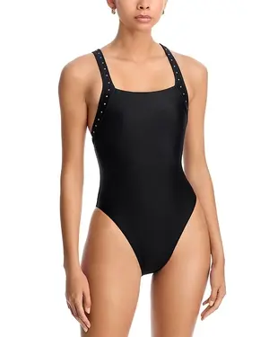 Aqua Studded One Piece Swimsuit - Black