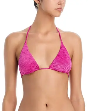 Peixoto Benji Wavy Halter Bikini Top - Magenta Waves