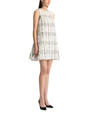 Oscar De La Renta Plaid Eyelash Tweed Shift Dress