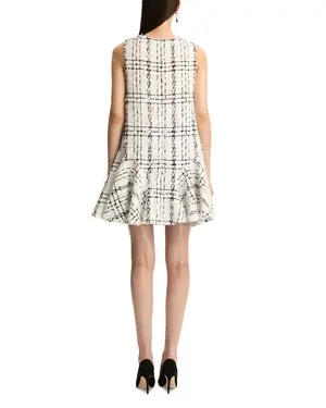 Oscar De La Renta Plaid Eyelash Tweed Shift Dress