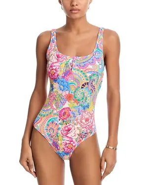 Johnny Was Zip Tank One Piece Swimsuit - Crispire
