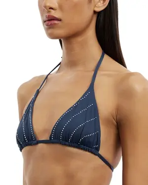 Significant Other Zoya Embellished Tie Bikini Top - Slate