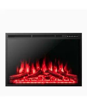 SUGIFT 37 Inch Electric Fireplace Recessed With Adjustable Flames - Black