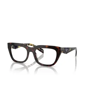 Prada Irregular Full Rim Eyeglasses - Havana