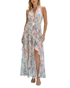 PatBO Seaweed Plunge Beach Cover Up Maxi Dress - Off White