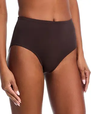 Staud Devon High Rise Bikini Bottom - Dark Chocolate/flame