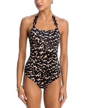 Staud Laird One Piece Swimsuit - Tortoise