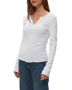 Michael Stars Salem Mixed Placket Henley Tee - White