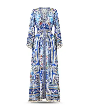 Camilla Kimono Sleeve Silk Dress Swim Cover-up - Ottoman Opulence