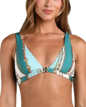 L'Agence Lexie Belt Stripe Bikini Top - Multi