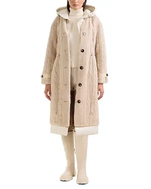 Rudsak Long Teddy Jacket With Removable Puffer Hood - Vanilla