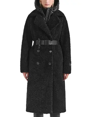 Rudsak Long Teddy Jacket With Removable Hood - Black