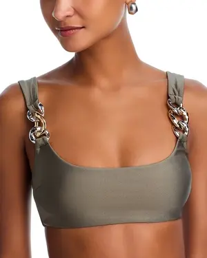 Simkhai Wilda Scoop Neck Bikini Top - Fern