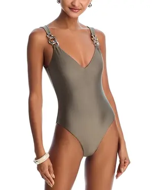 Simkhai Regan V Neck One Piece Swimsuit