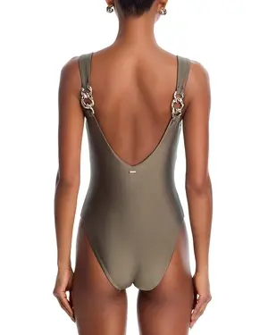 Simkhai Regan V Neck One Piece Swimsuit