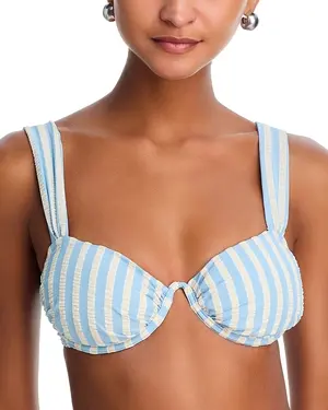 Blue White Striped Bikini