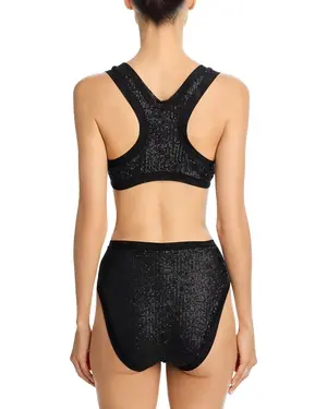 Norma Kamali Racer Sequin Swim Bra Bikini Top