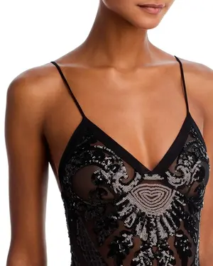 Norma Kamali Embellished Slip Bodysuit