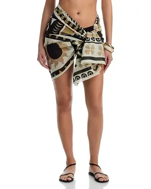 Echo Solstice Collage Sarong Swim Cover-up - Black