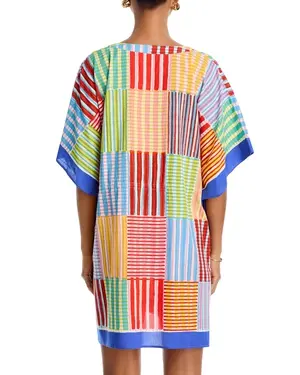 Echo Stripe Illusion Butterfly Caftan Swim Cover-up