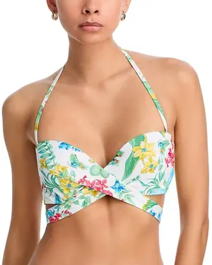 Kobi Halperin Floral Print Halter Bikini Top - Ivory Multi